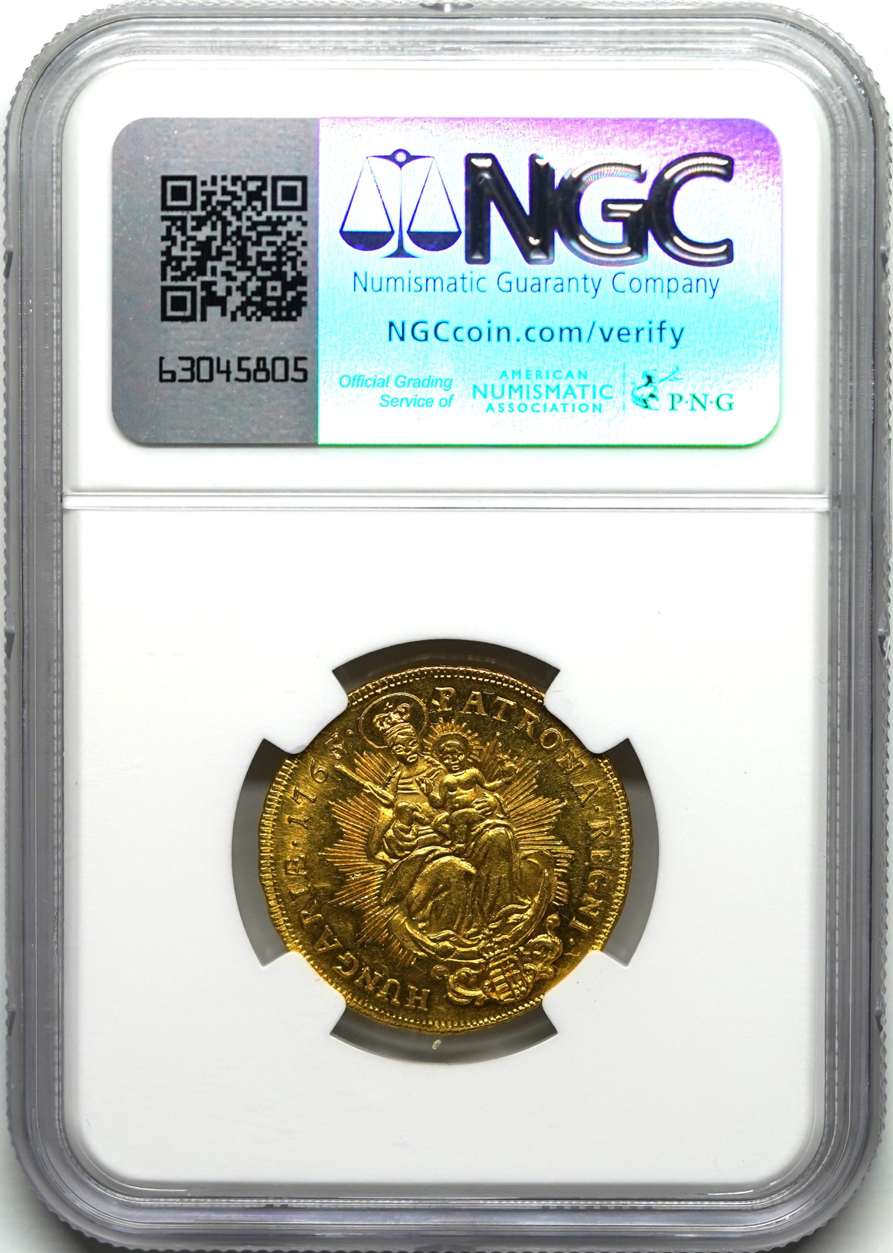 1765年 ハンガリー マリア・テレジア 2ダカット金貨 MS62 裏面（6774146-008）new | ソブリンパートナーズ